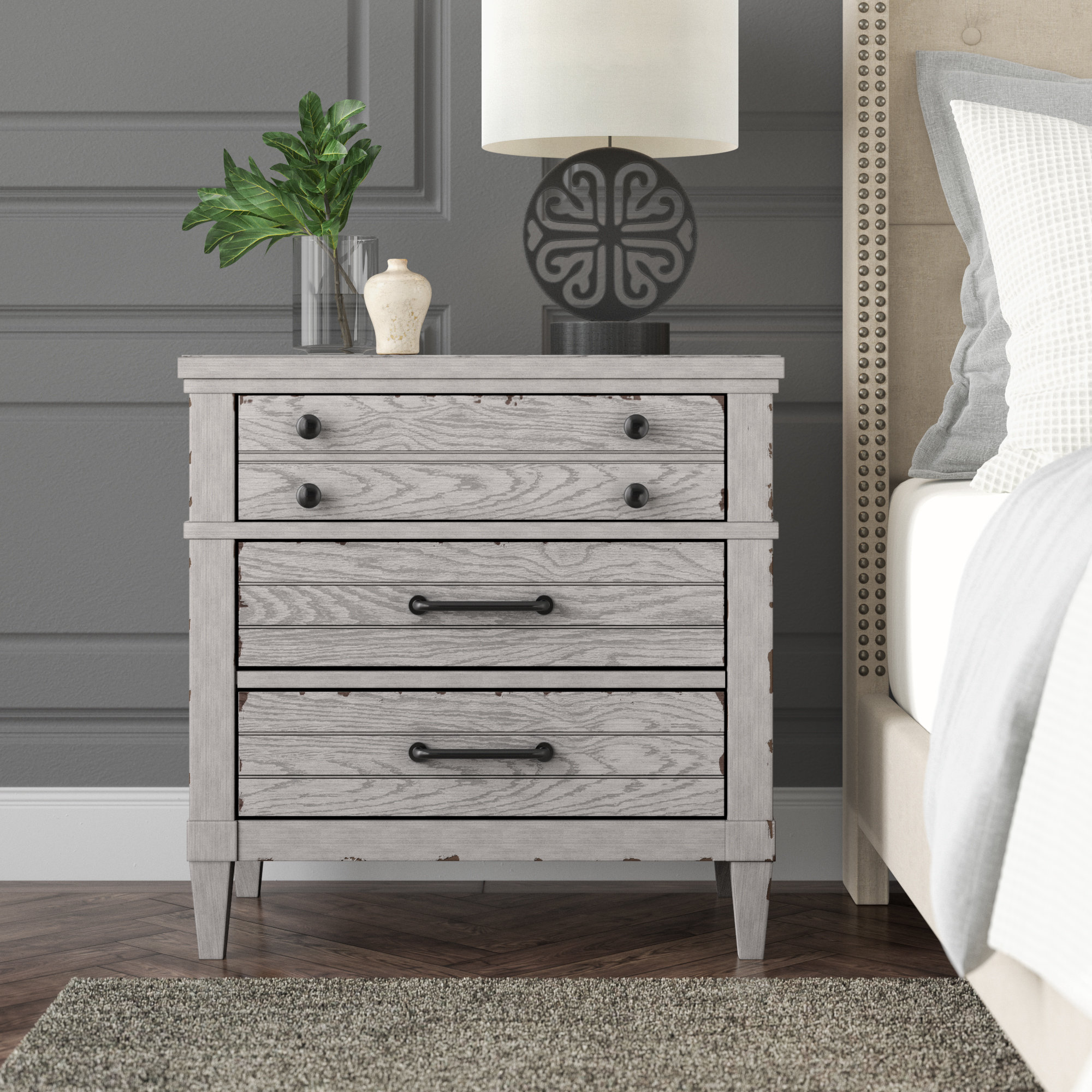 Weathered gray nightstand store